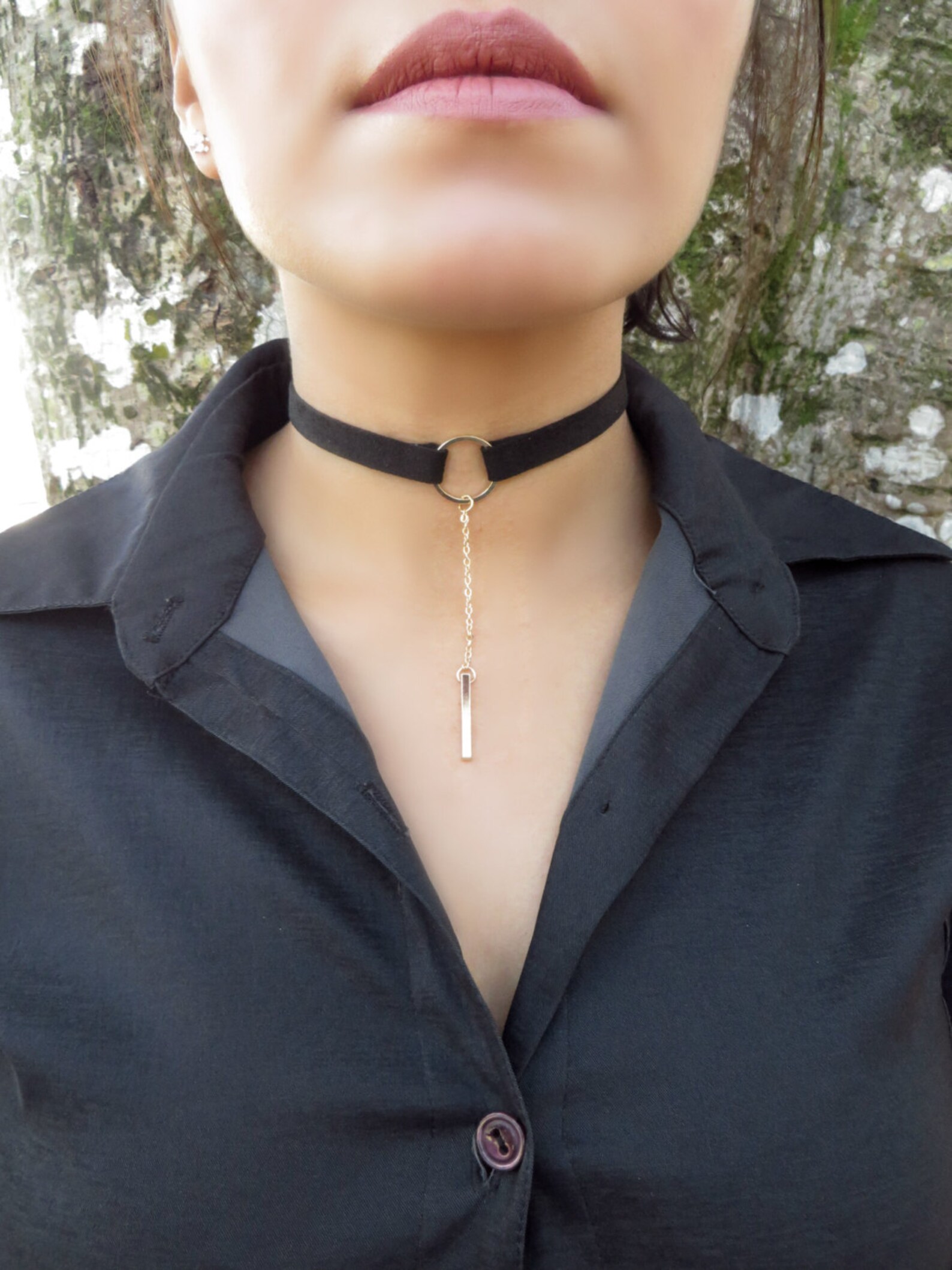 Choker Necklace, Suede Choker Necklace, Bohemian Black Choker Necklace ...