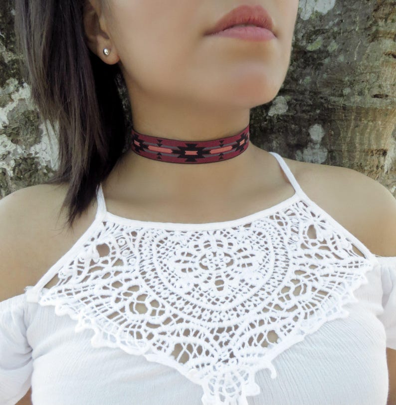 Aztec Choker Necklace Native American Jewelry Fabric Choker | Etsy
