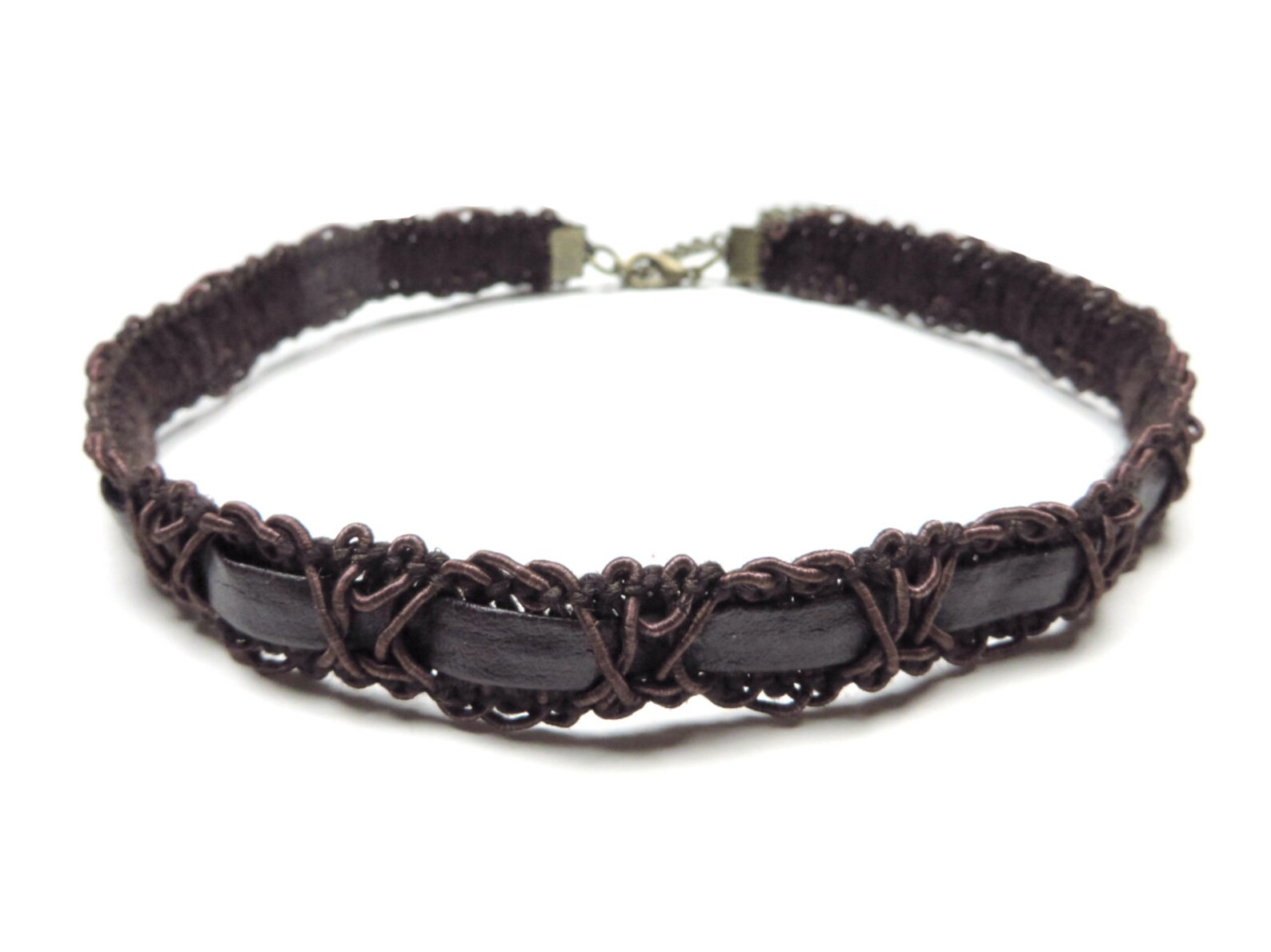 Brown Choker Patterned Choker Necklace Boho Velvet Choker - Etsy