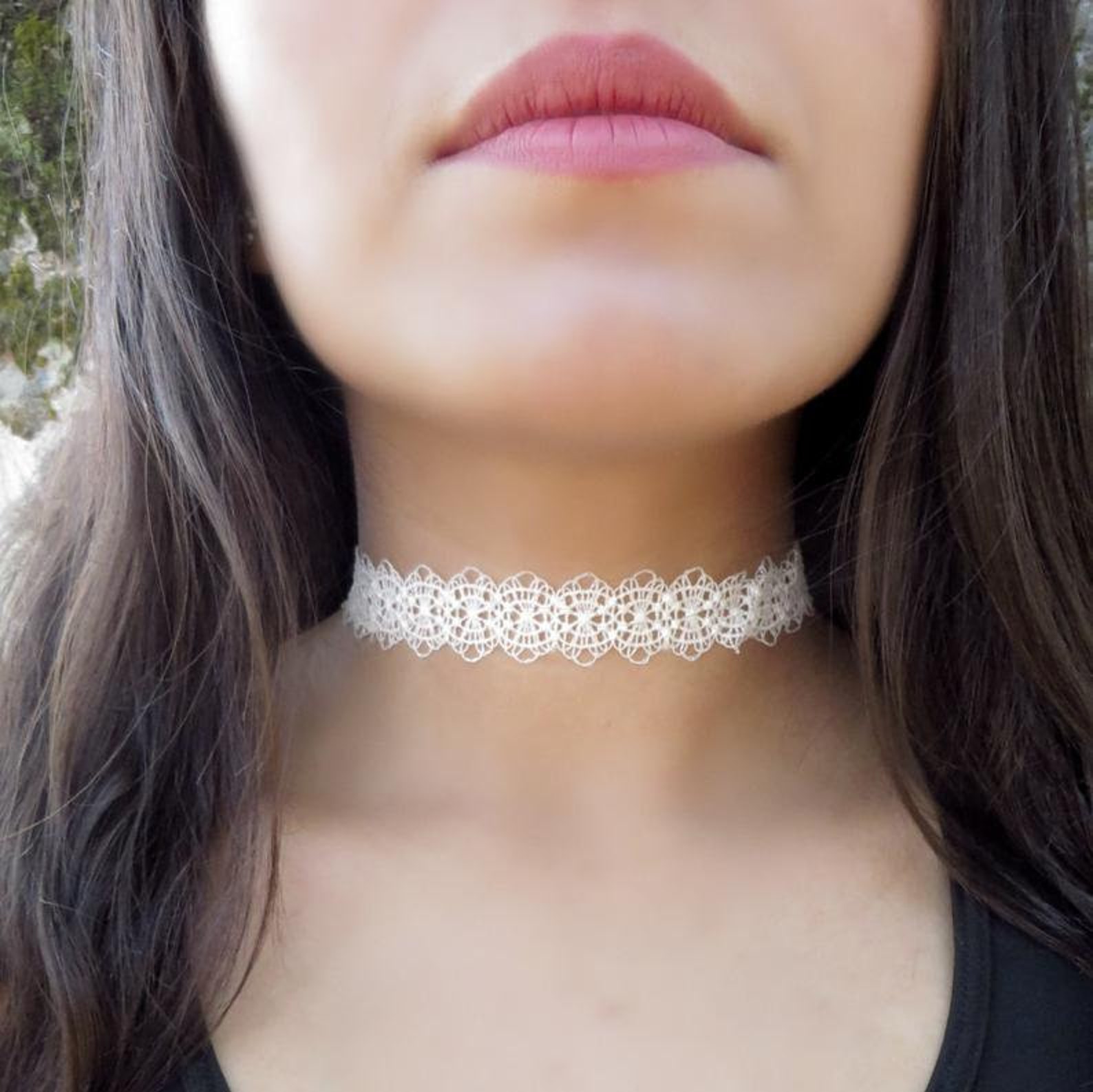 Patterned Lace Choker,, Vintage Lace Choker Necklace, White Lace Choker ...