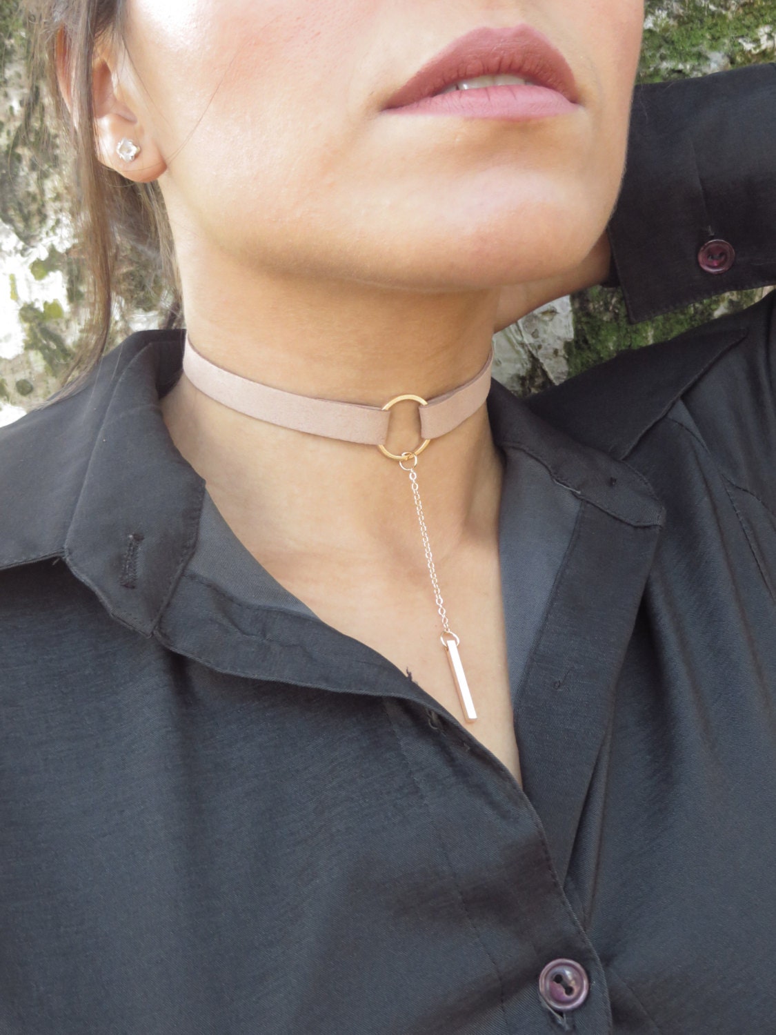 O Ring Choker Choker Necklace Suede Choker Necklace - Etsy