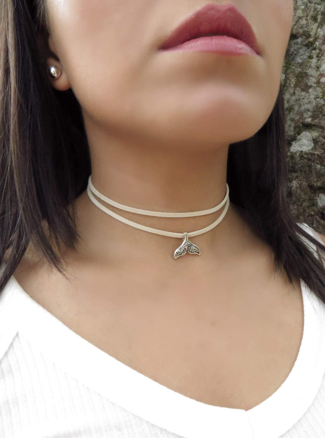 Whale Tail Choker Necklace Double Suede Choker Mermaid Tail - Etsy