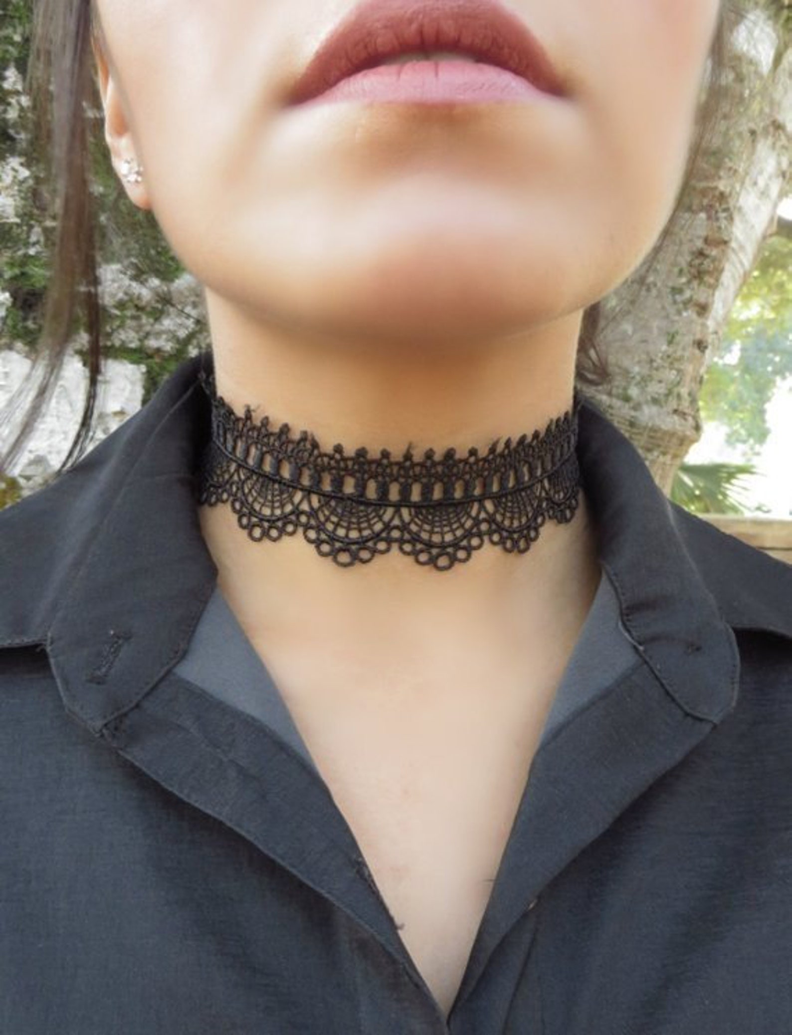 Black Lace Choker Choker Necklace Patterned Lace Choker - Etsy