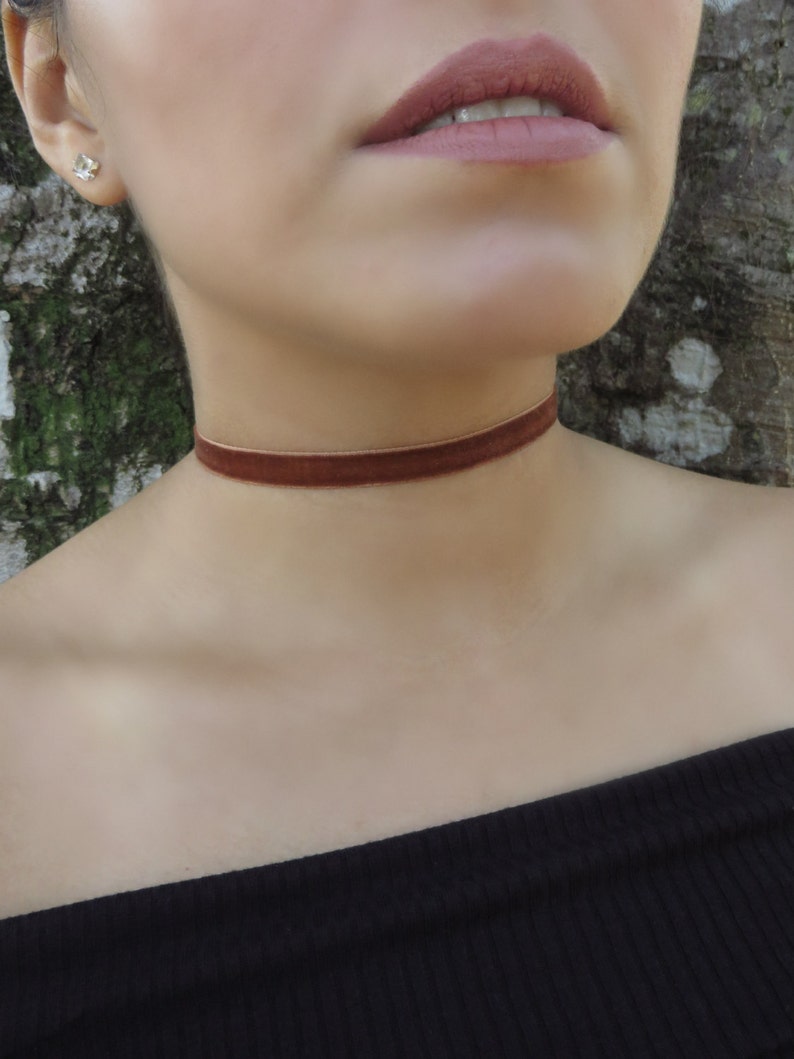 Velvet Choker Brown Velvet Choker Choker Necklace Thin | Etsy