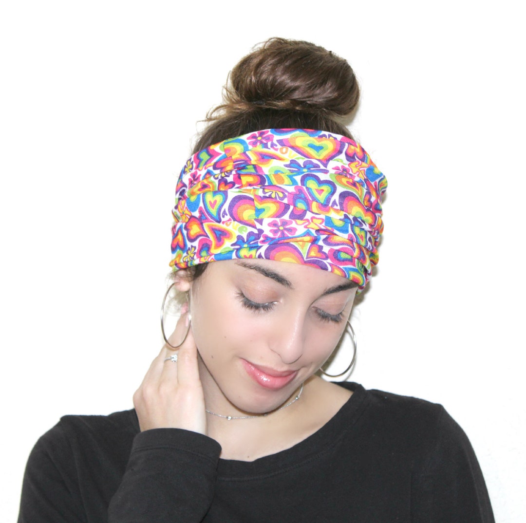 Heart Extra Wide Headband, Turban Headband, Colorful Yoga Headband ...