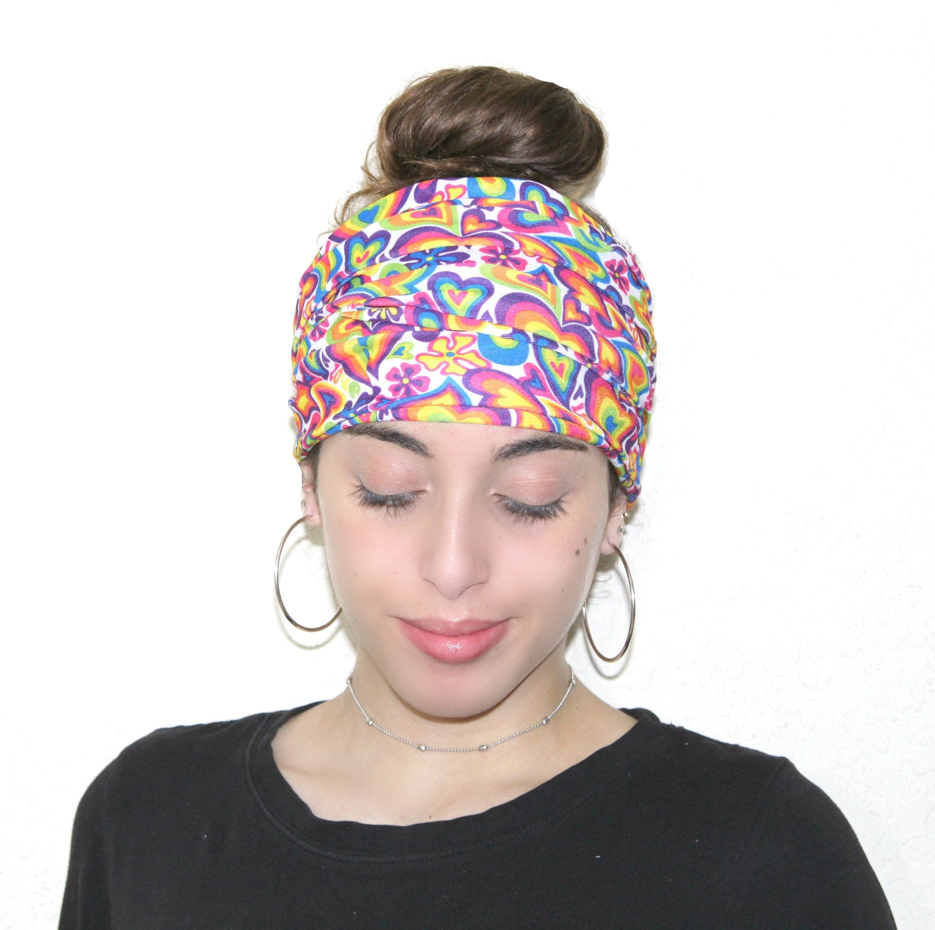 Heart Extra Wide Headband, Turban Headband, Colorful Yoga Headband ...