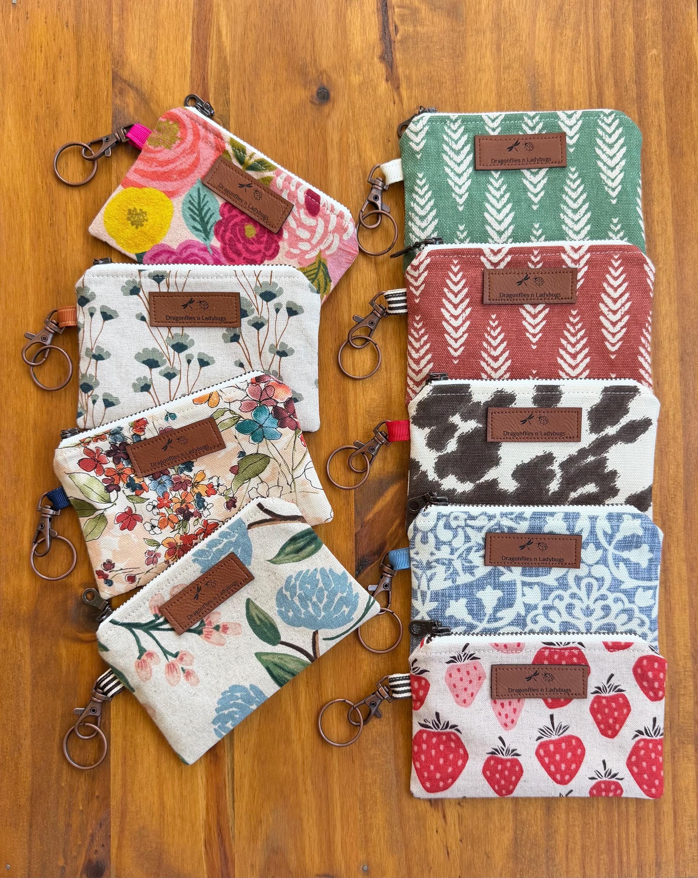 Keychain Wallet: Canvas Zipper Pouch With Keyring - Etsy