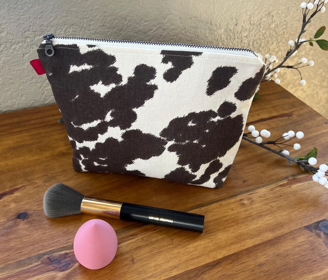 Cow Print Makeup Bag, Canvas Makeup Bag, Cosmetic Bag, Toiletries Bag ...