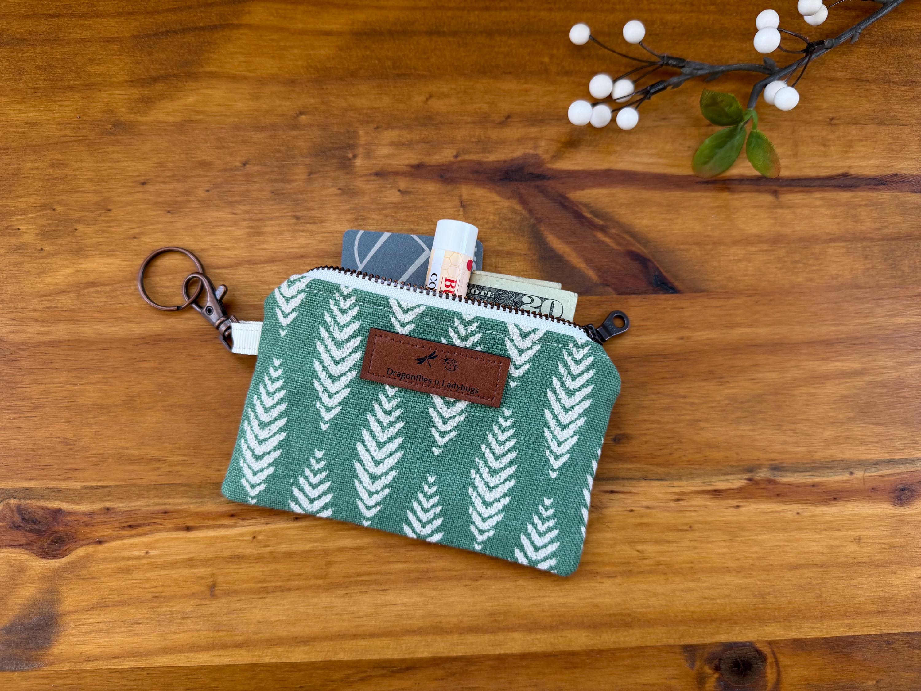 Keychain Wallet: Canvas Zipper Pouch With Keyring - Etsy