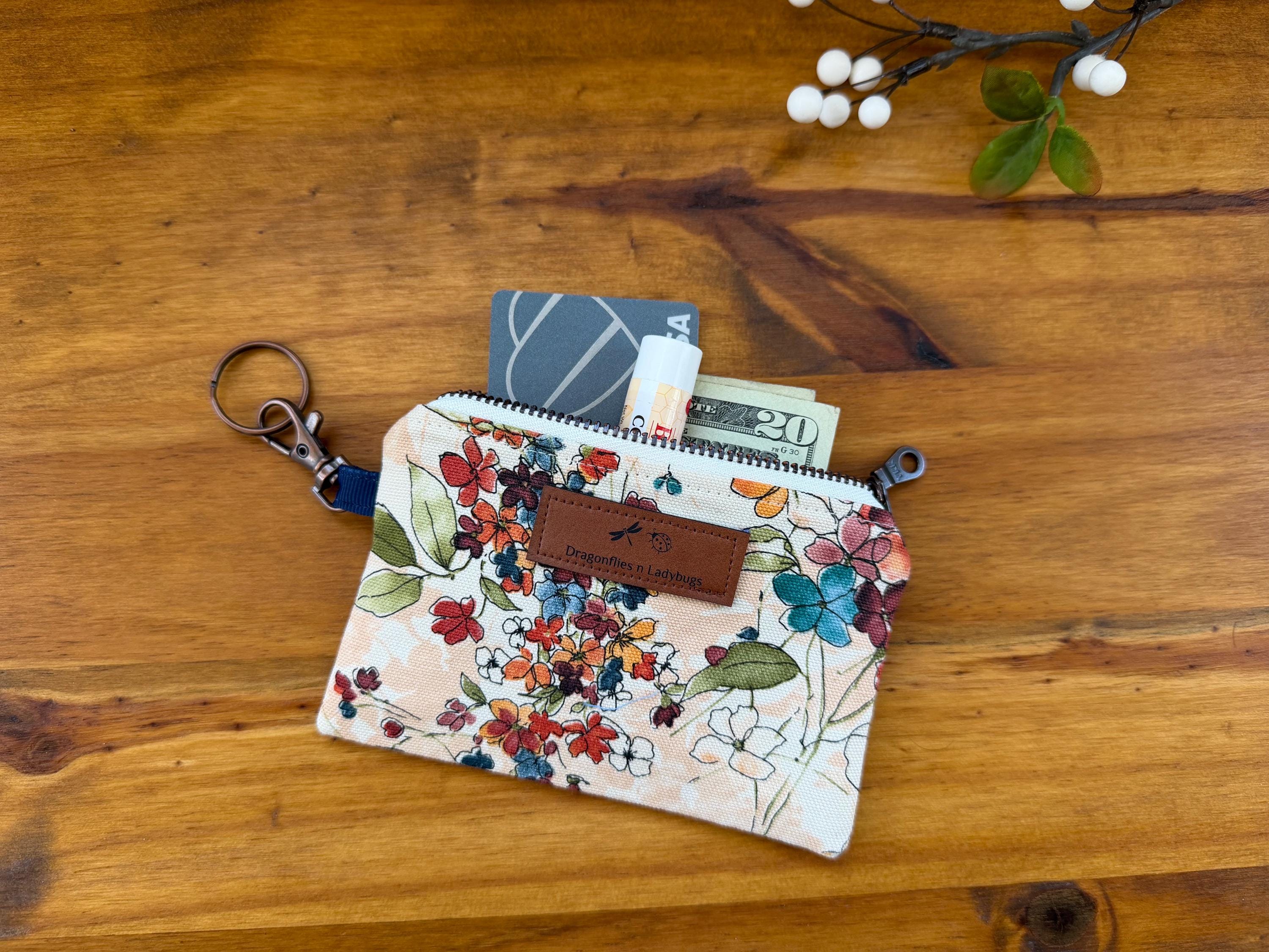 Keychain Wallet: Canvas Zipper Pouch With Keyring - Etsy