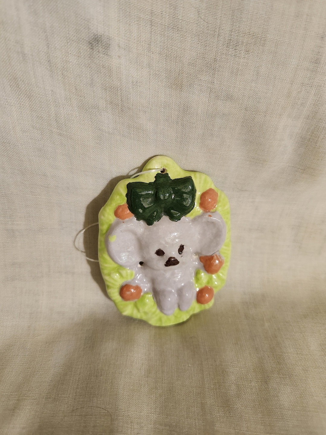 Ceramic Ornament - Mouse in Wreath - Etsy