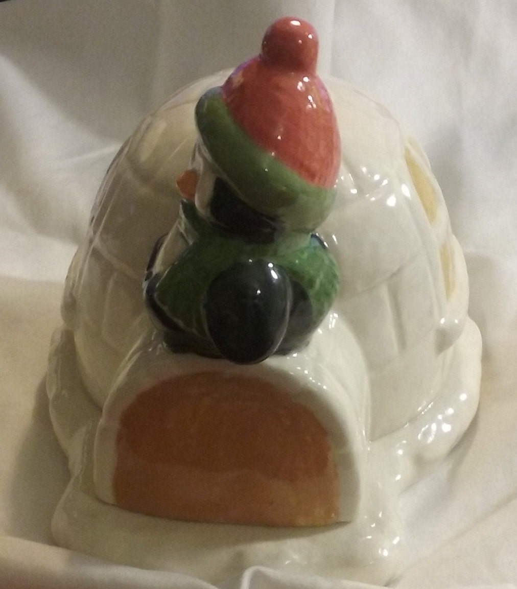 Ceramic Bank - Igloo With Penguin - Etsy