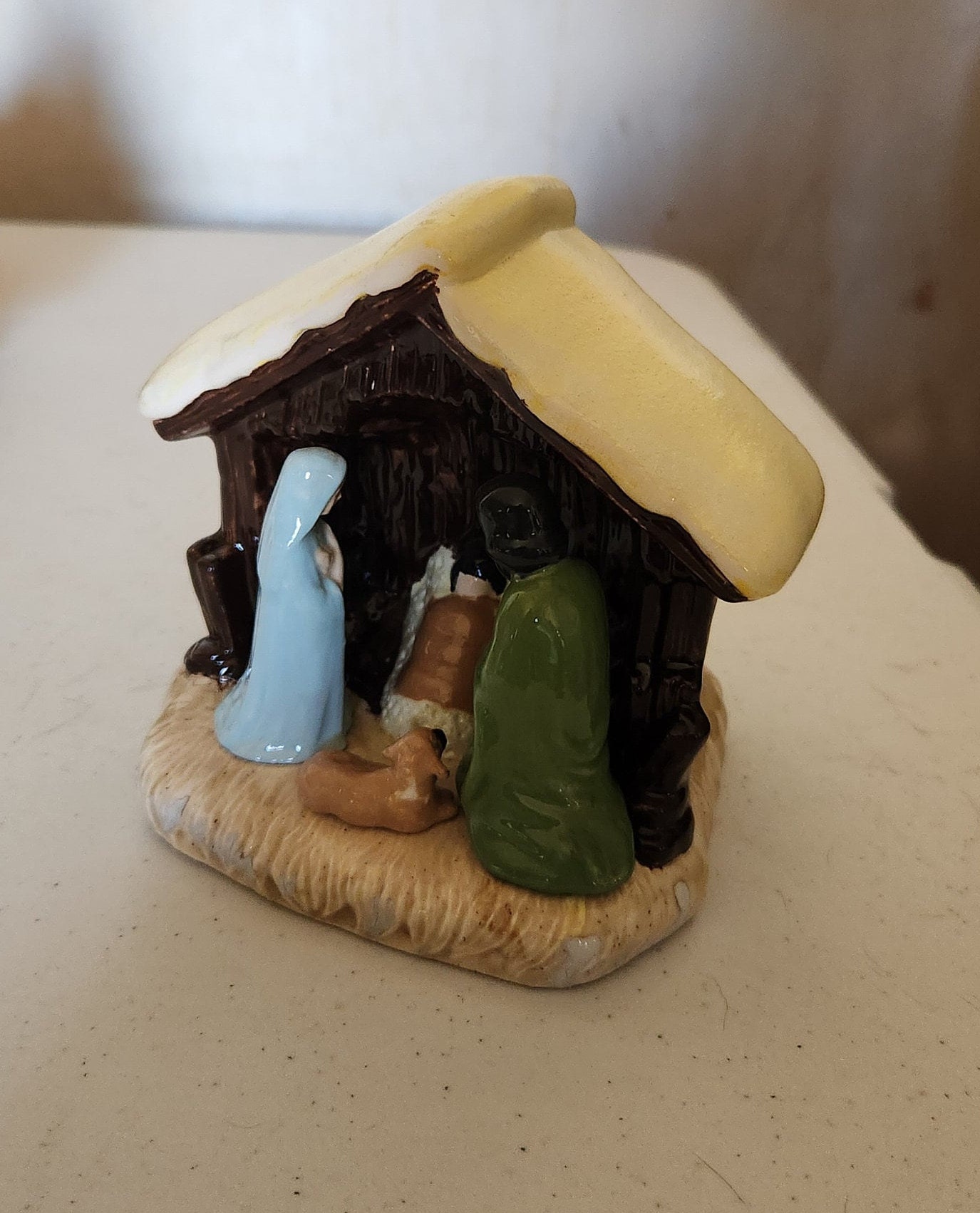Ceramic Holy Family in Stable Includes Mary Joseph Baby - Etsy