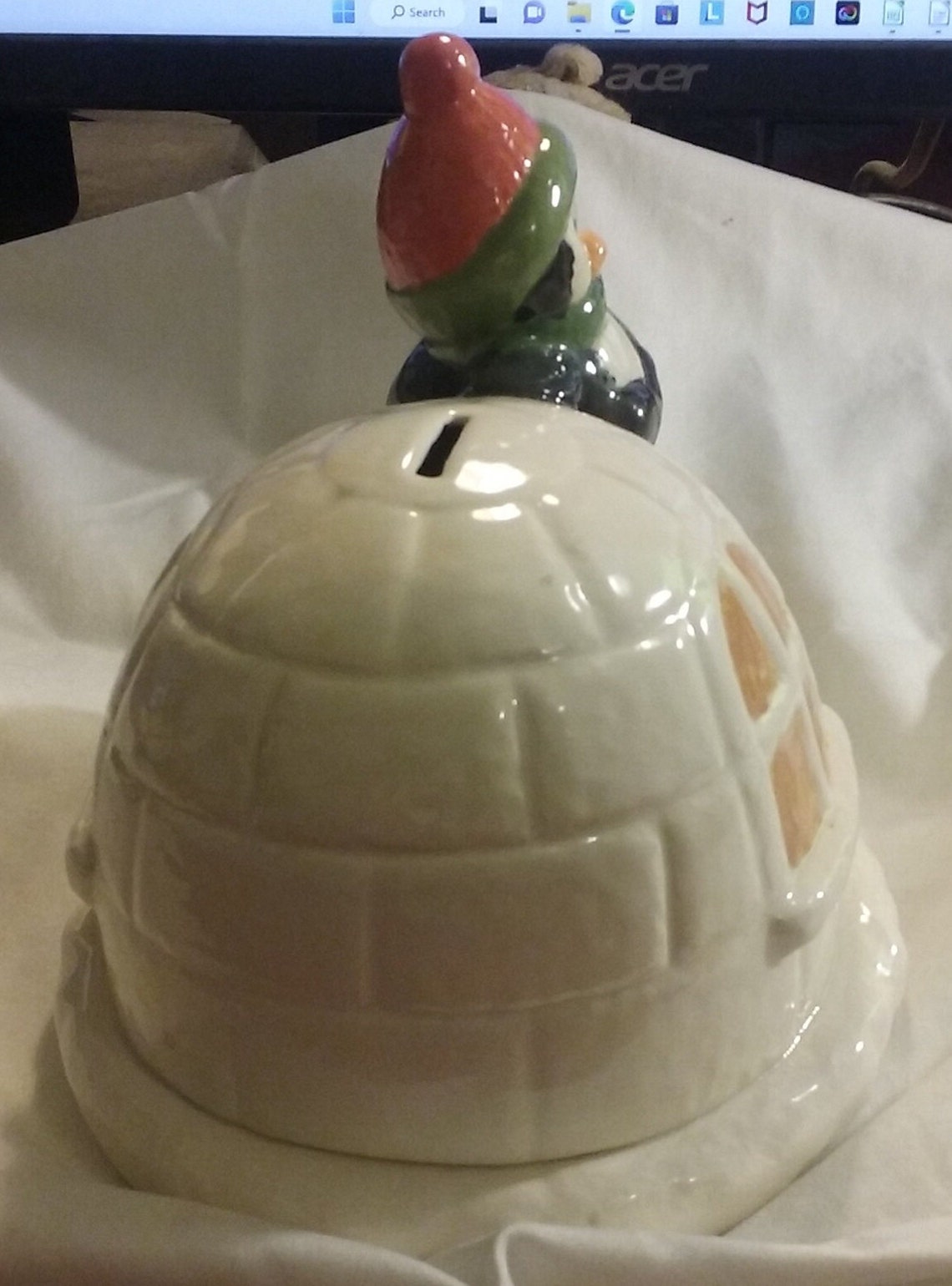 Ceramic Bank - Igloo With Penguin - Etsy