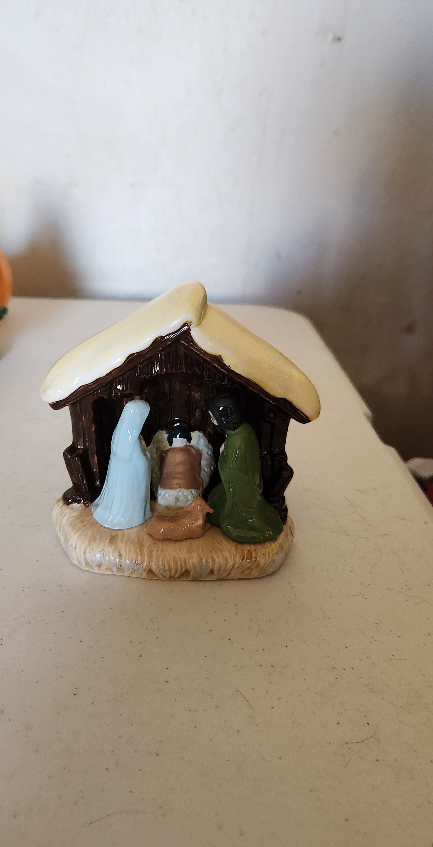 Ceramic Holy Family in Stable Includes Mary Joseph Baby - Etsy