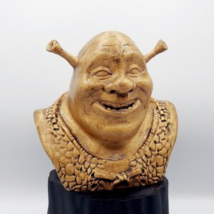 3D Printed Shrek Bust: Gold Brushed Finish, Home Decor - Etsy
