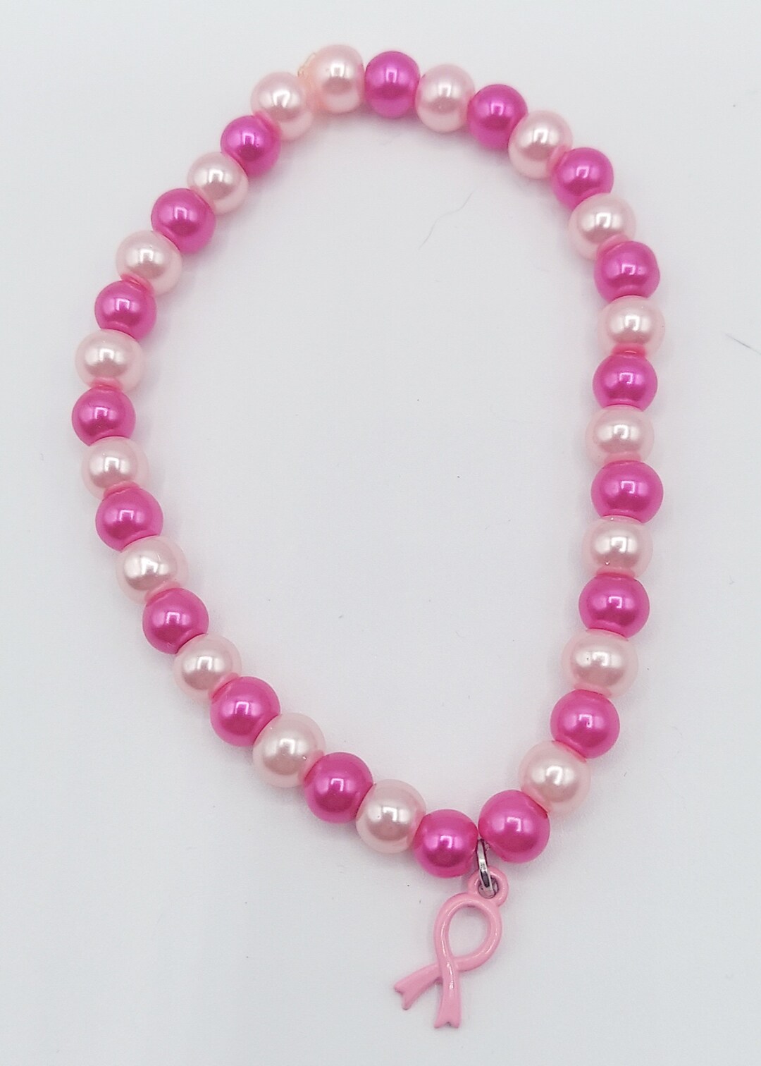 Pink Ribbon Charm Bracelet: Breast Cancer Awareness Beaded Jewelry - Etsy