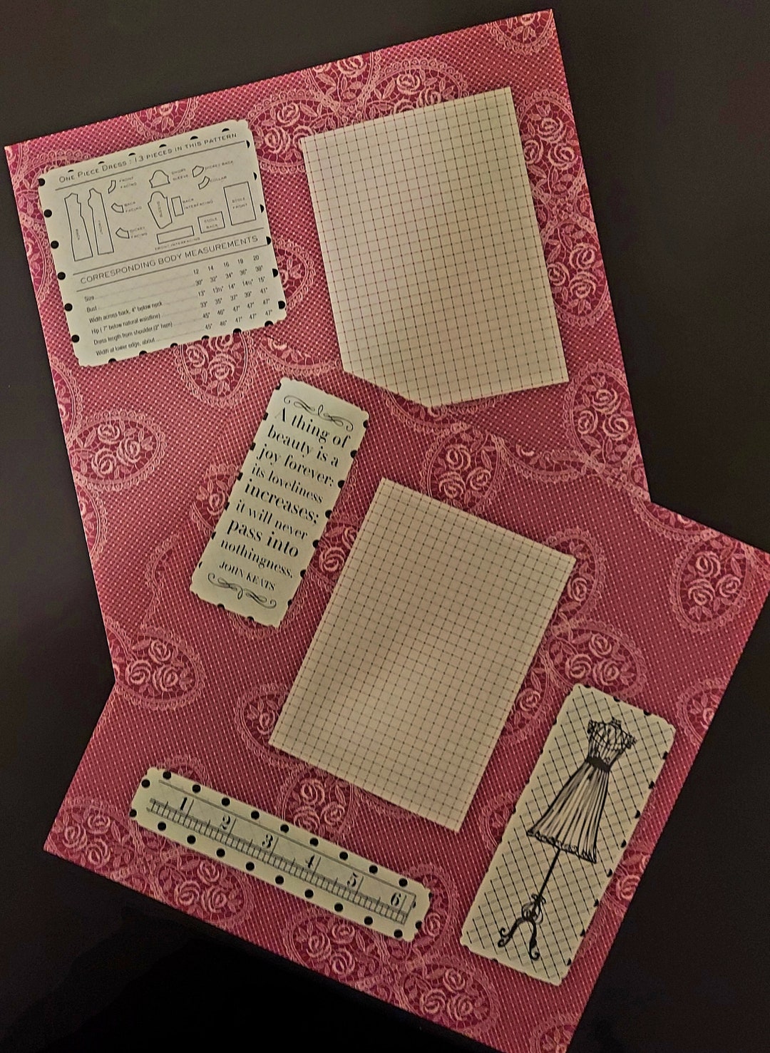 Vintage Sewing Themed Scrapbook 12x12 Two Page Layout, Premade ...