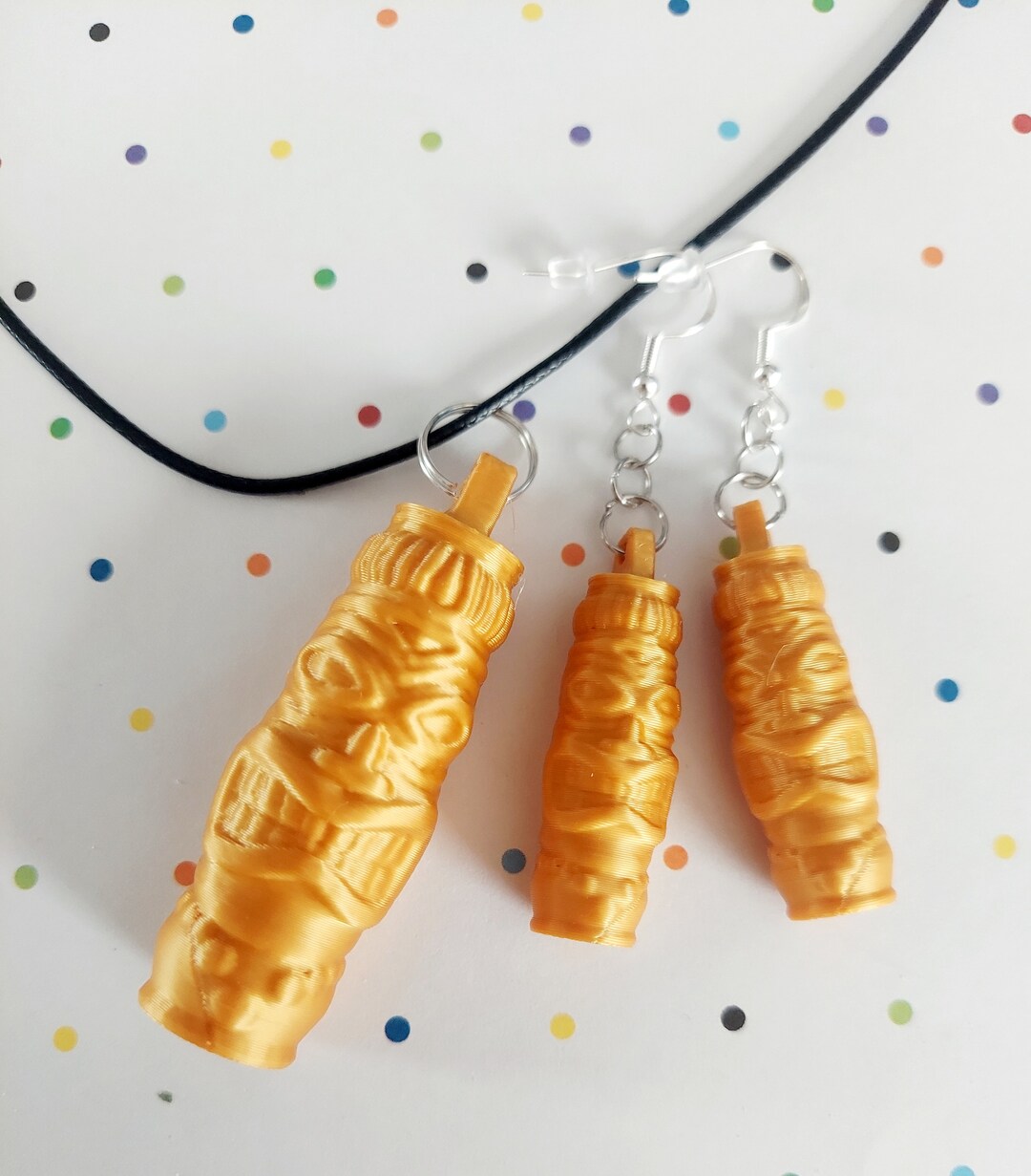 Tiki Jewelry Set, Hei-tiki Pendant Necklace With Matching Tiki Earrings ...