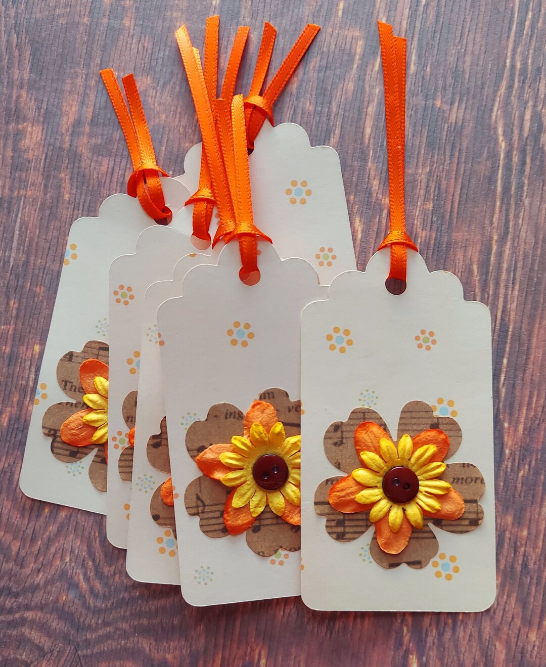 Handcrafted Gift Tags With Button Flowers - Set of Three Floral Tags - Etsy