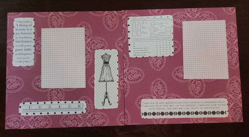 Vintage Sewing Themed Scrapbook 12x12 Two Page Layout, Premade ...