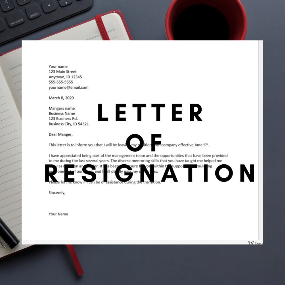 Letter of Resignation Digital Template - Etsy