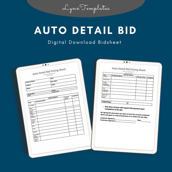 Auto Detailing Sheet - Etsy
