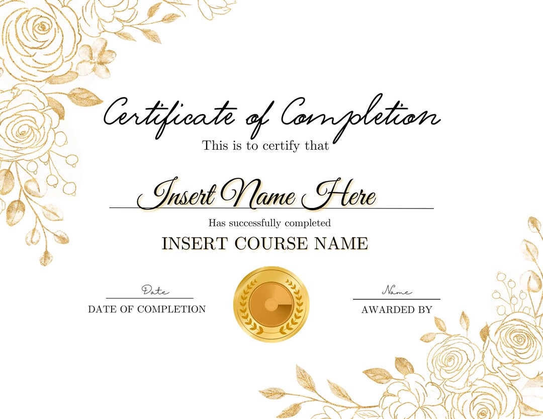 Printable Graduation Certificate Completion - Etsy