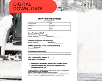 Snow Removal Contract Bid Sheet - Etsy