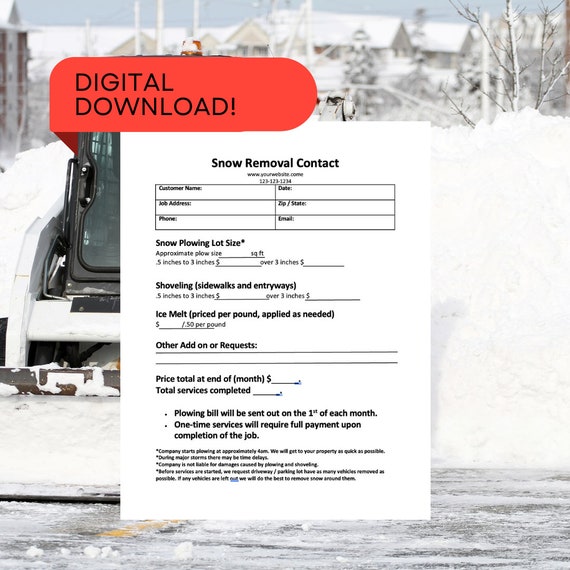 Snow Removal Bid Forms Snow Removal ︱ Snow Plowing Service Sheet︱