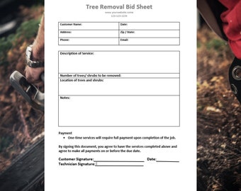 Tree Removal Invoice Template - Etsy