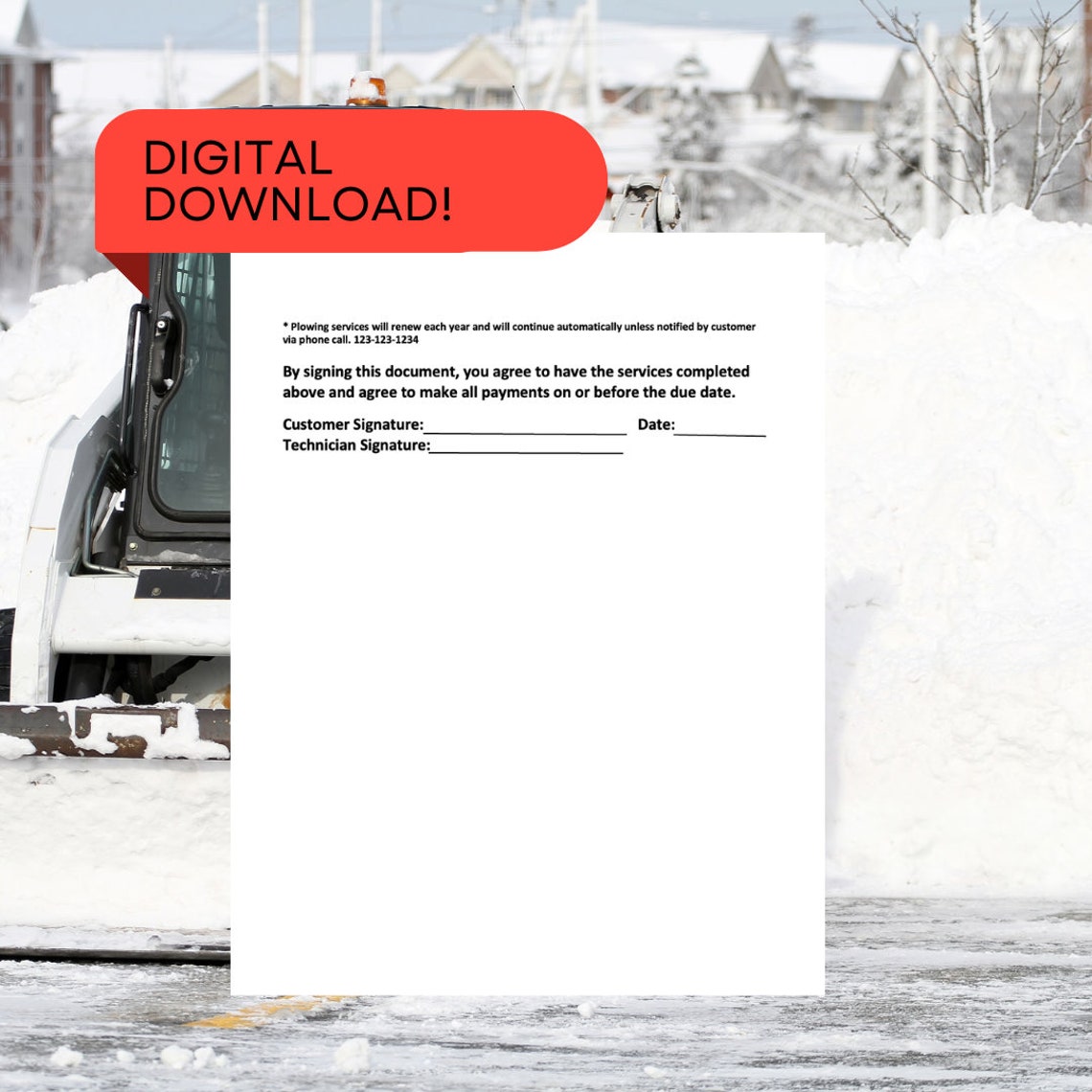 Commercial Snow Plowing Bid Agreement | Snow Service Proposal Sheet ...