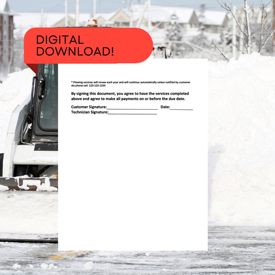 Commercial Snow Plowing Bid Agreement | Snow Service Proposal Sheet ...