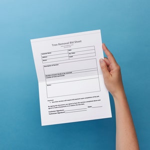 Tree Removal Bid Pricing Sheet | Tree Trimming Agreement Sheet ...