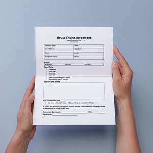 House Sitting Agreement Digital Download Home ︱proposal ︱estimate ...