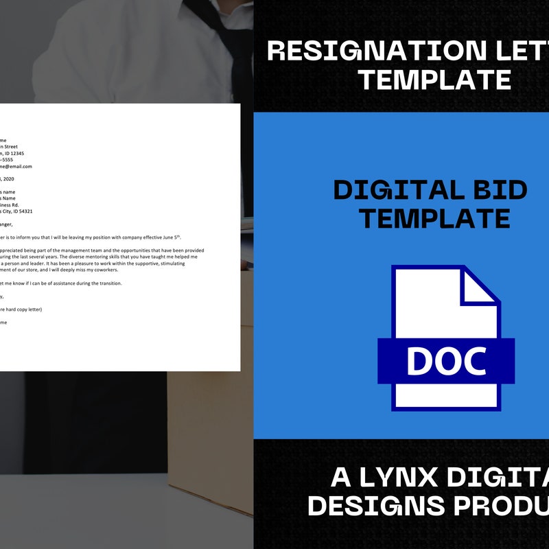 Simple Resignation Letter - Etsy
