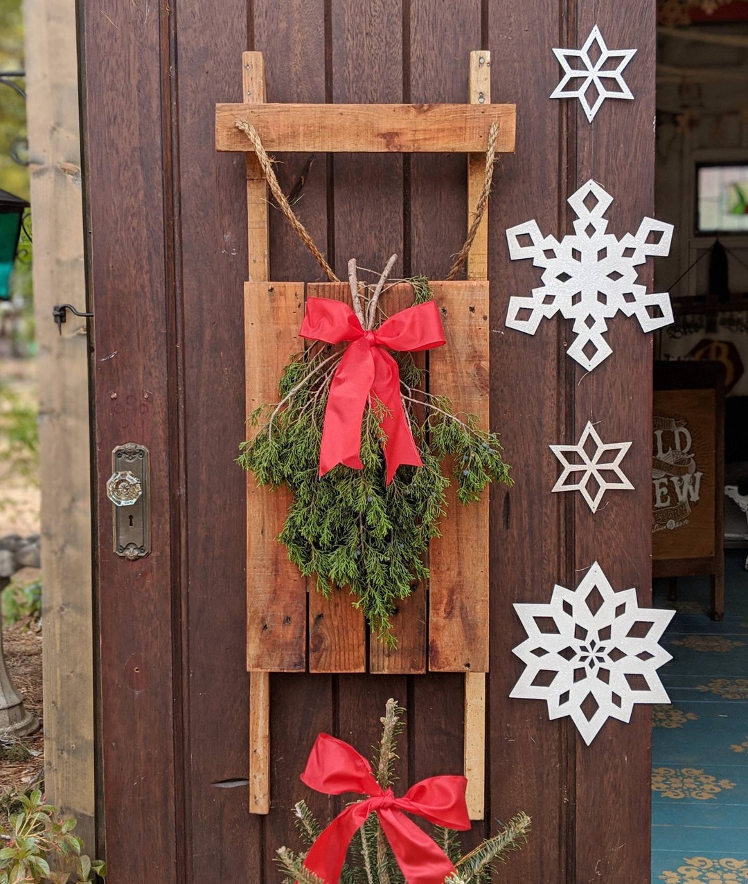 Vintage Inspired Wood Sled: Rustic Christmas Sleigh Decor - Etsy