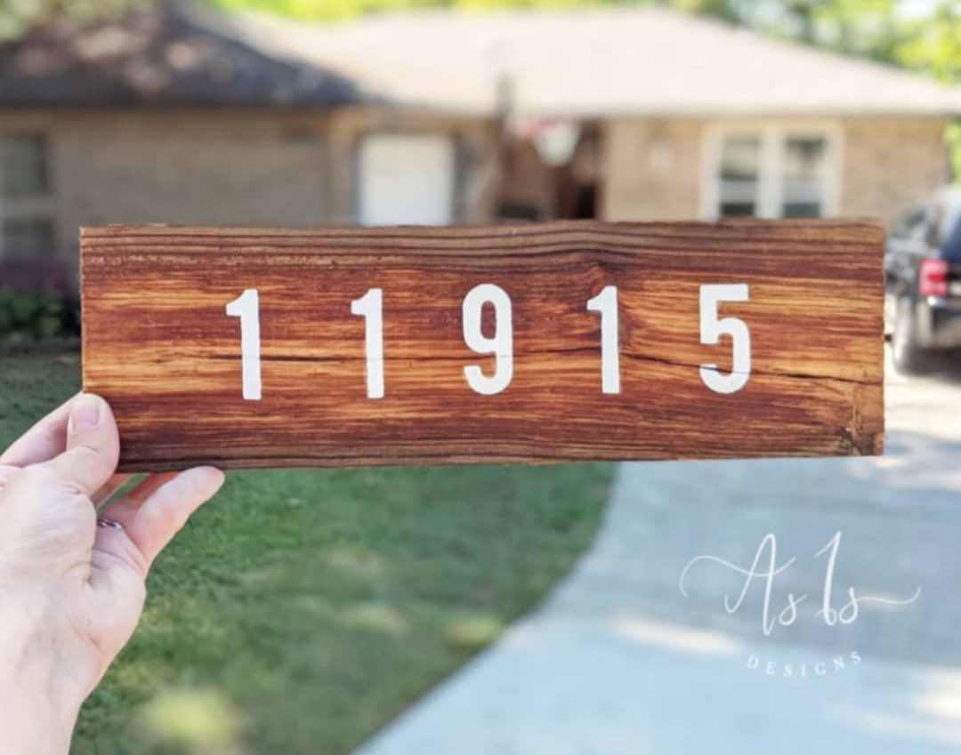 Reclaimed Wood House Number Sign: Rustic Painted Address Plaque - Etsy