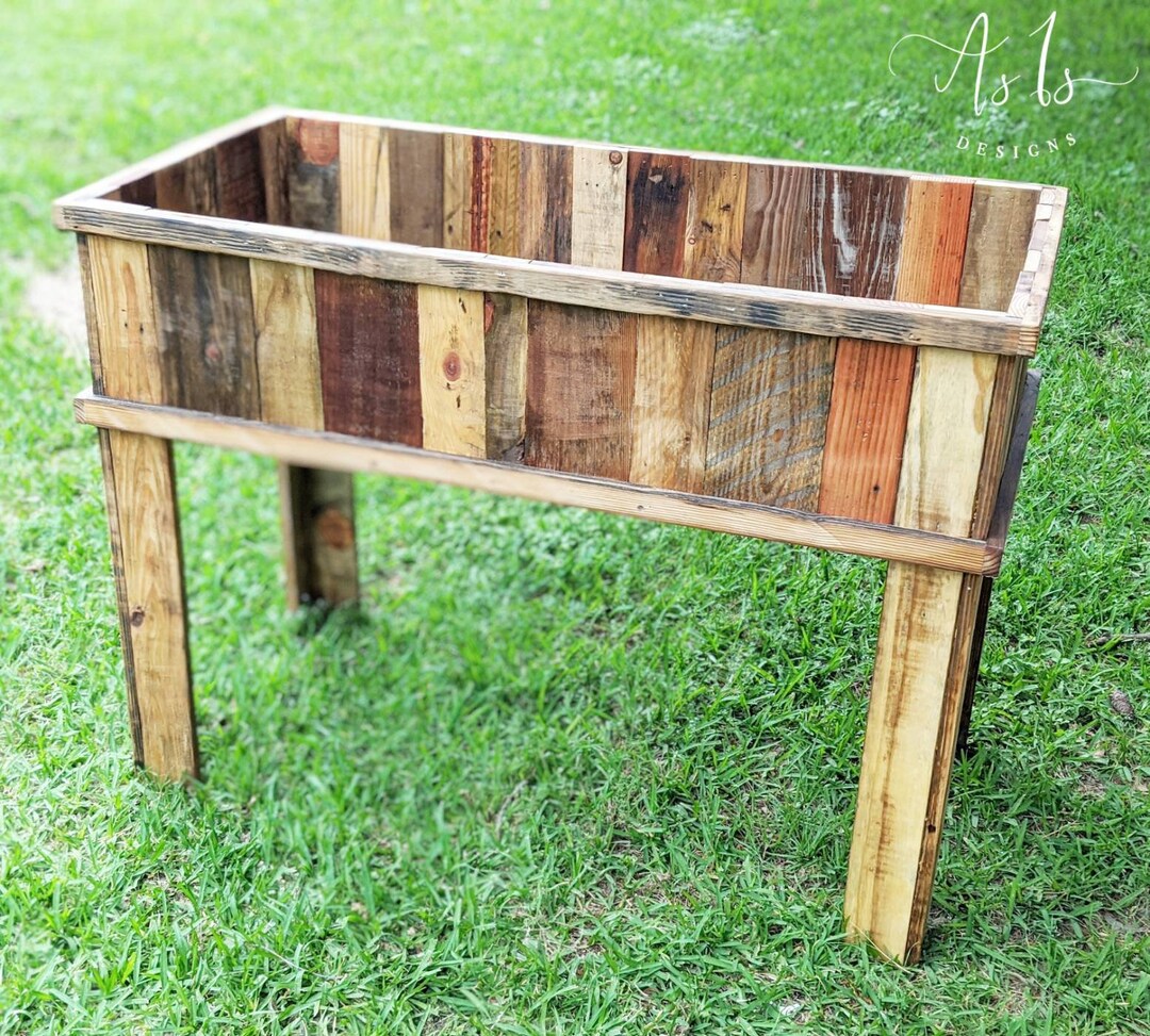 Standing Garden Box, Wood Planter, Farmhouse Flower, Raised Garden ...