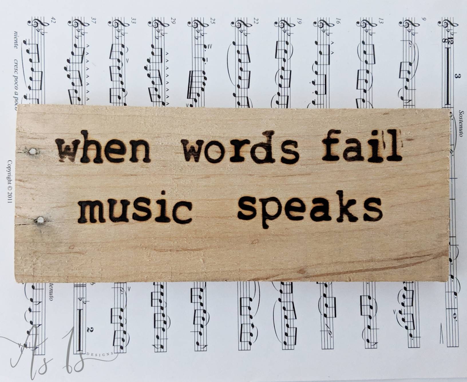 When Words Fail Music Speaks Wood Quote Sign Music Lovers | Etsy