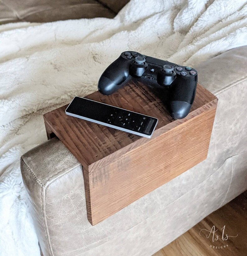 Reclaimed Wood Couch Arm Tray Minimalistic TV Gamer Remote - Etsy