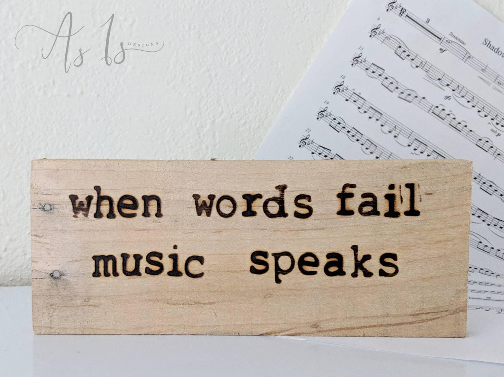 When Words Fail Music Speaks Wood Quote Sign Music Lovers | Etsy