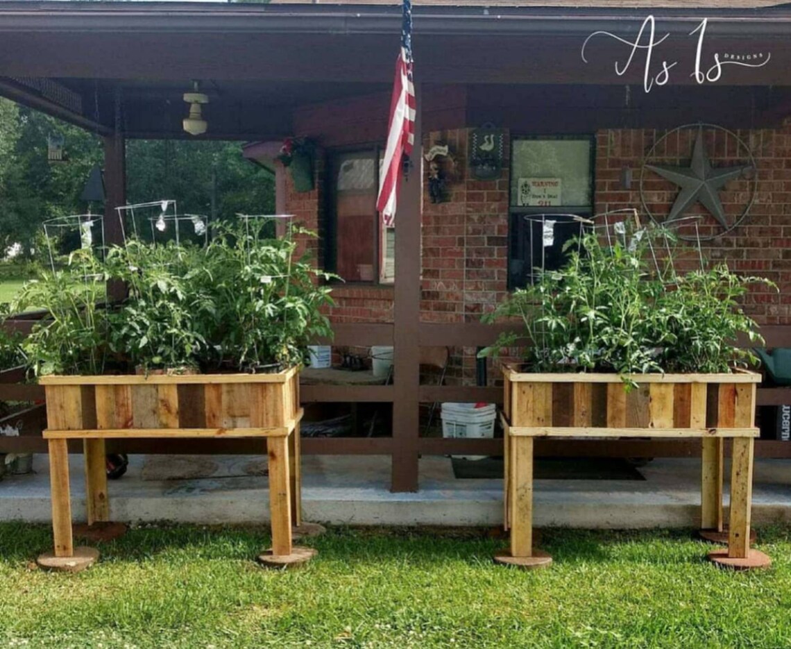 Standing Garden Box Wood Planter Farmhouse Flower Garden | Etsy