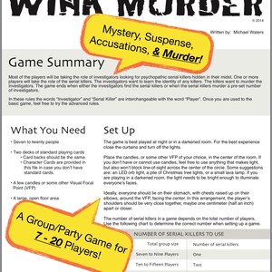 WINK MURDER Party Game Rules Pdf Digital Download - Etsy