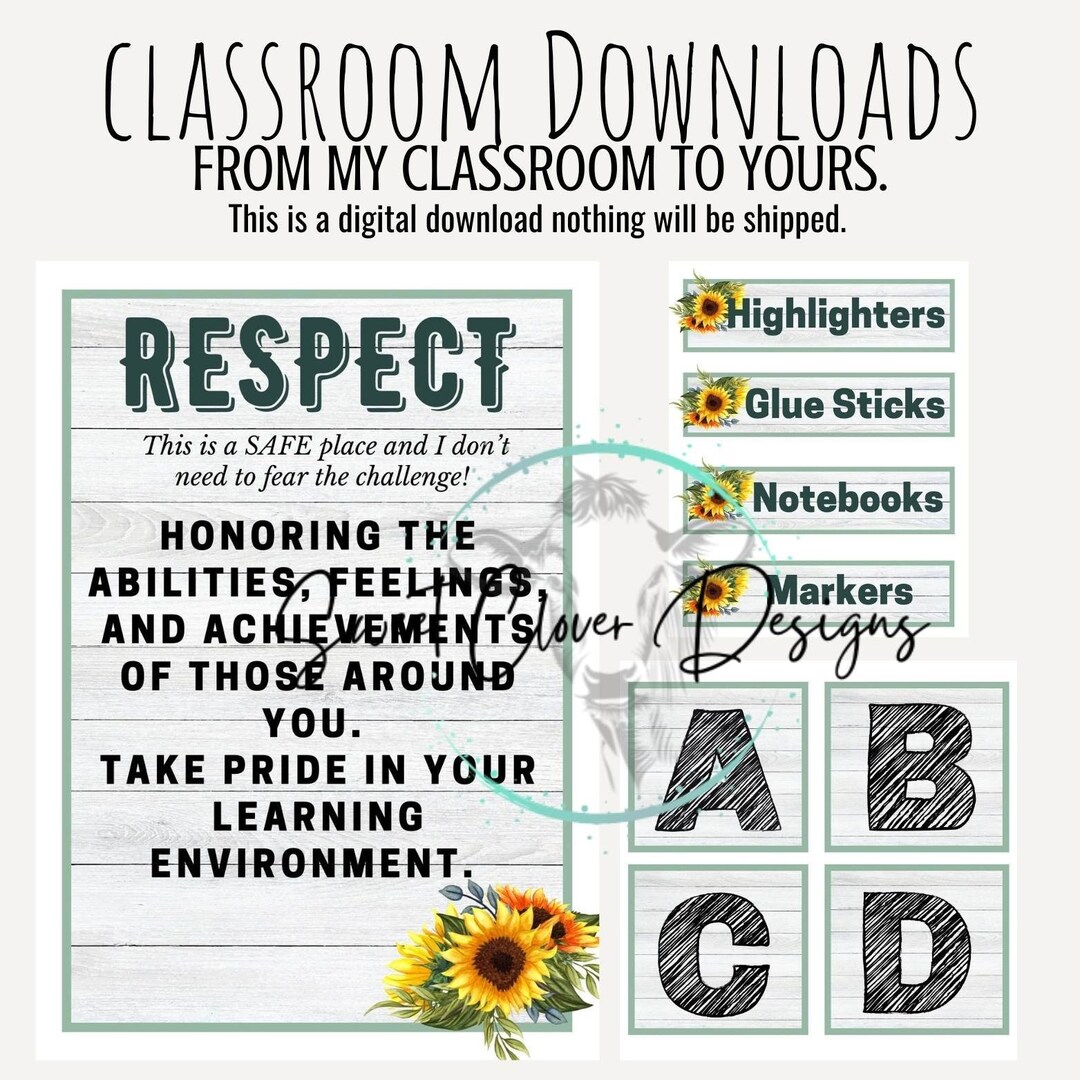 Sunflower Classroom Labels and Rules - Etsy