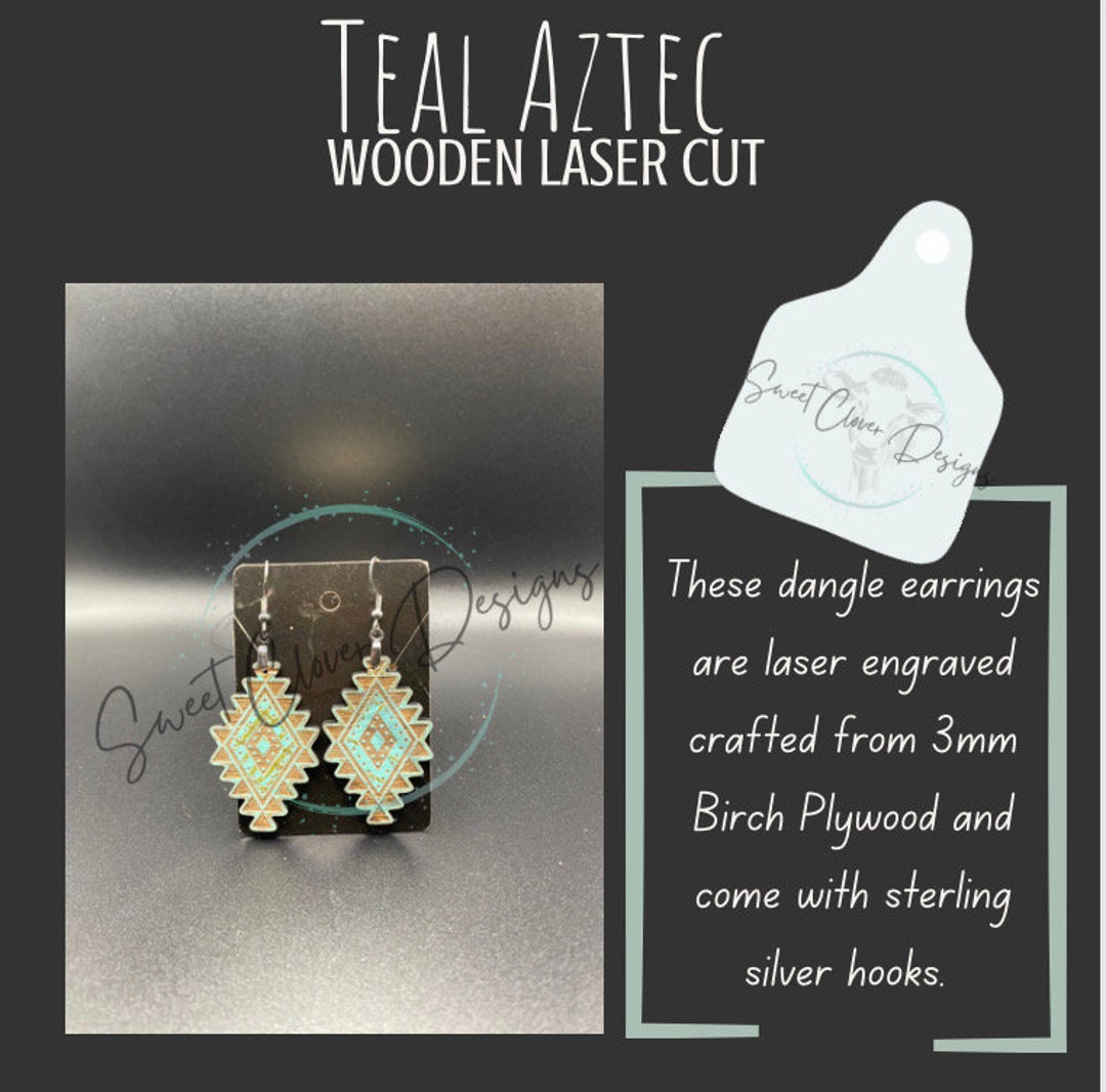 Aztec Print- Wooden Laser Cut Earrings - Etsy