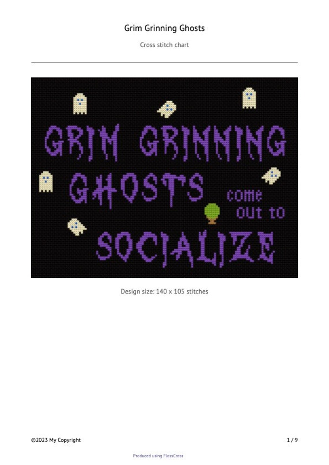 Grim Grinning Ghosts Counted Cross-stitch Pattern PDF - Etsy