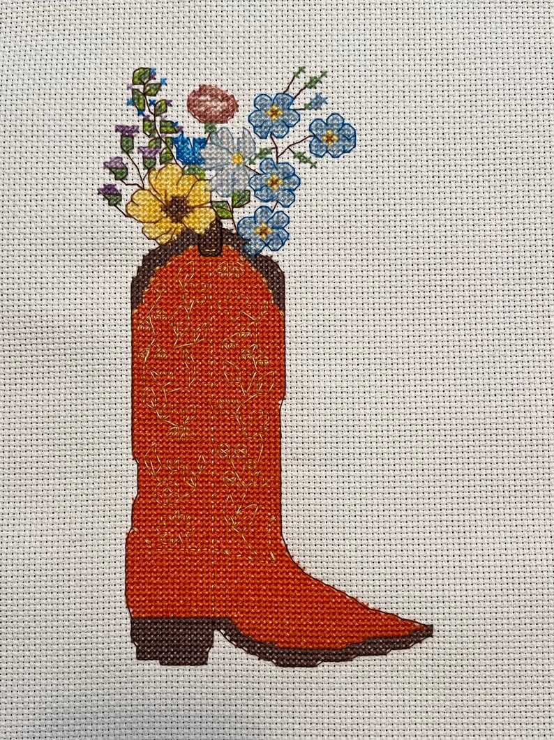 Wildflower Cowboy Boot Counted Cross-stitch Pattern PDF - Etsy