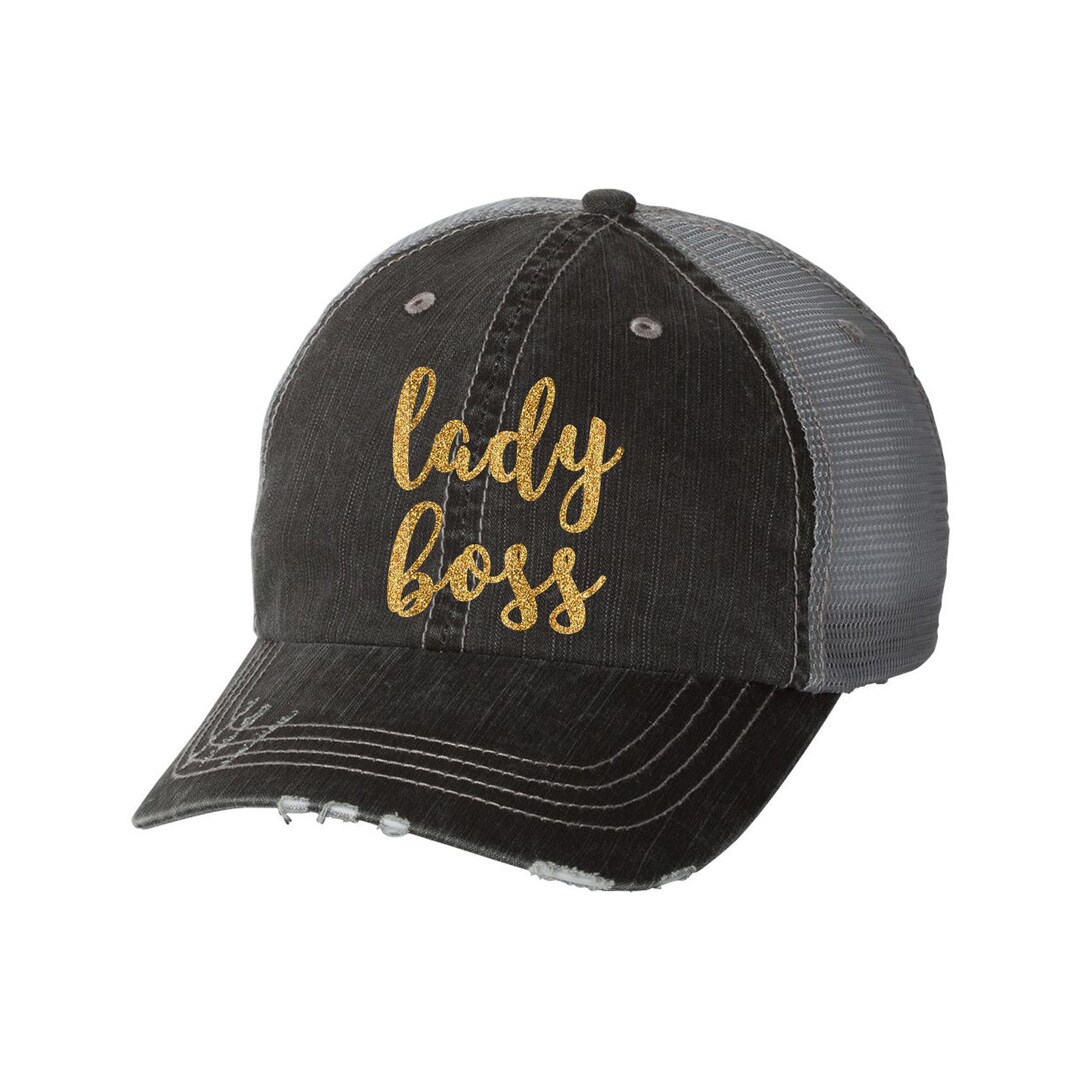 Lady Boss Distressed Glitter Ladies Trucker Baseball Hat Mesh Hat ...