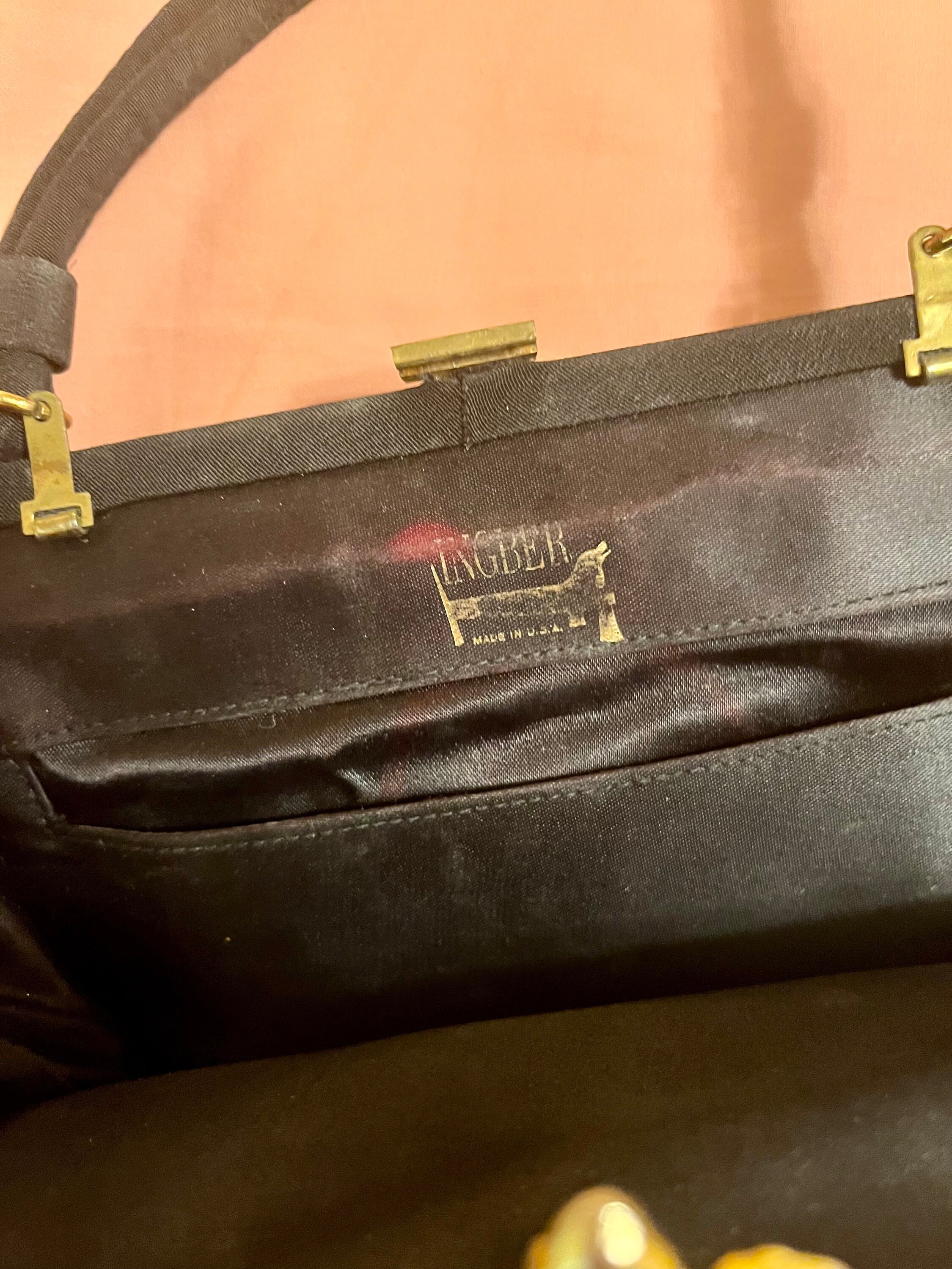 Vintage 50s Ingber Black Grosgrain Handbag With Gold Flower Clasp - Etsy